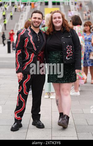 (left to right) Danny Gold, 25, and Natalie Duffus, 25, pose for a ...