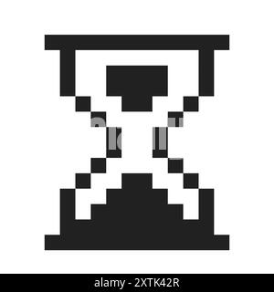 Pixel sandglass y2k retro 8 bit loading game, progress level, status. Pixel Process indicator ...