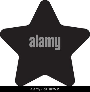 Star vector with rounded edges shape, isolated black color object ...