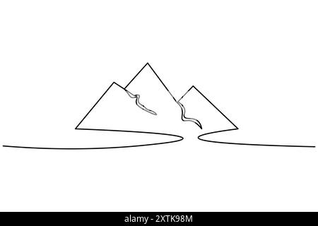 Mountain continuous one line drawing of isolated outline vector icon ...
