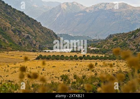 Dragoti Bridge over the Vjosa river seen from the northern side of the ...