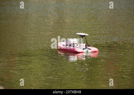 R/C boat measuring flow and velocity of river Stock Photo - Alamy