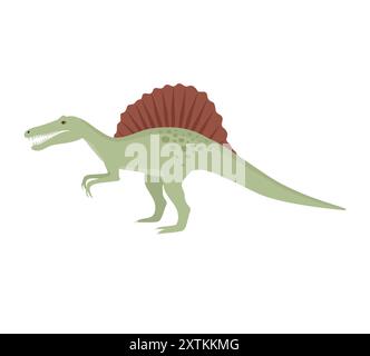 Vector flat hand drawn spinosaurus dinosaur silhouette isolated on white background Stock Vector ...