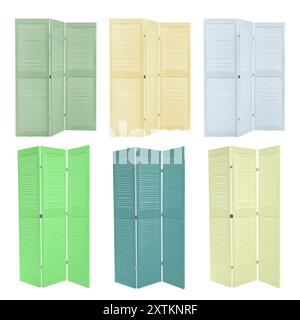 Folding screens of different colors isolated on white, set Stock Photo ...