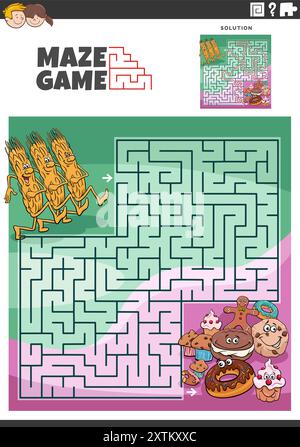 maze game with cartoon ears of grain and bread Stock Vector Image & Art ...