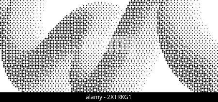 Pixelated curved gradient shape. Dotted dither squiggling texture ...