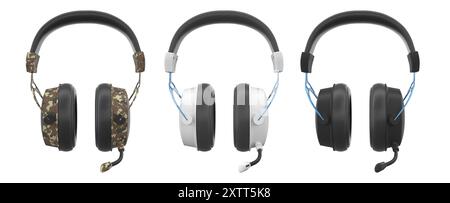 Stylish gaming headsets for immersive sound experiences isolated on ...