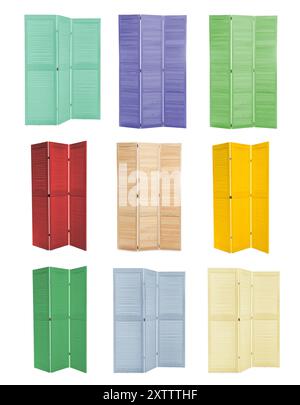 Folding screens of different colors isolated on white, set Stock Photo ...