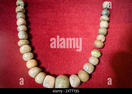 Jade bead necklace, central plaza museum, Chichicastenango ...