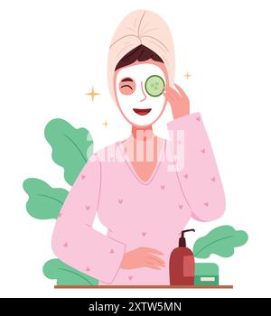 woman applying mask Stock Vector Image & Art - Alamy