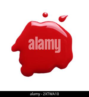 Blot of red printer ink isolated on white, top view Stock Photo - Alamy