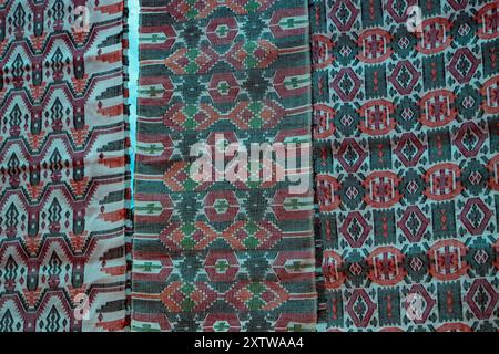 This ikat design is called Dhaka textile native to Palpa (western Nepal) at Haat Bazaar in ...