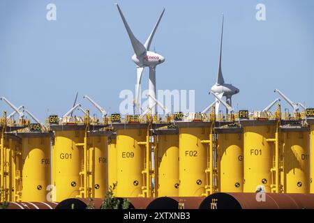 Transhipment centre for offshore wind turbines, which are transported ...
