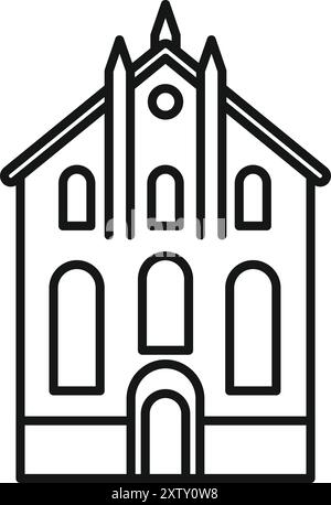 Simple line drawing of an arched church window featuring stained glass ...