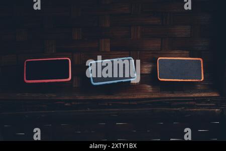 Various colors mini notice boards made of wood Stock Photo - Alamy