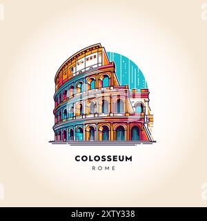 Stylized Colosseum Illustration in Sunset Hues Stock Vector Image & Art ...