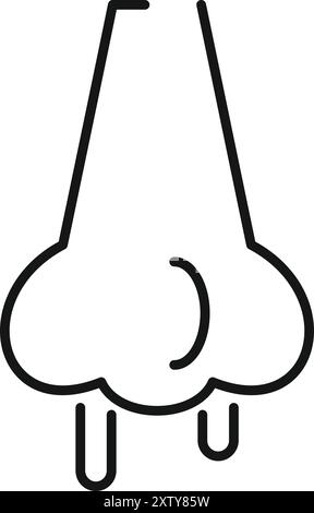 Runny nose with dripping mucus, isolated vector illustration Stock ...