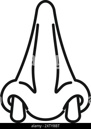 Line drawing of a human nose with mucus dripping showing allergy or ...