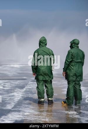 Aqueous Film Forming Foam (AFFF), fire hose team, HANGAR BAY, Pacific ...