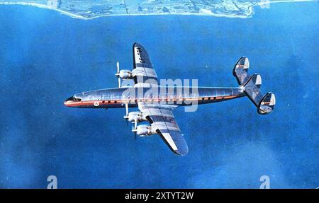 Vintage color postcard of an Air Canada Boeing 747 C-FTOD jet airliner ...