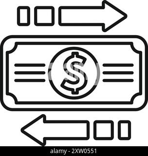 Banknote with arrows pointing in opposite directions representing the ...
