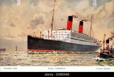 Vintage color postcard showing the RMS Carpathia Cunard Line passenger ...