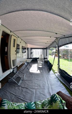 inside touring caravan awning norfolk england Stock Photo - Alamy