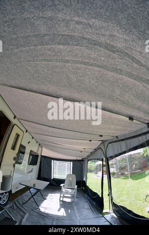 inside touring caravan awning norfolk england Stock Photo - Alamy