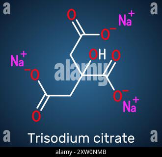 Sodium citrate, trisodium citrate molecule. Food additive ...