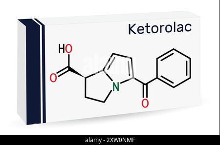 Skeletal formula of Ketorolac. Drug chemical molecule Stock Vector ...