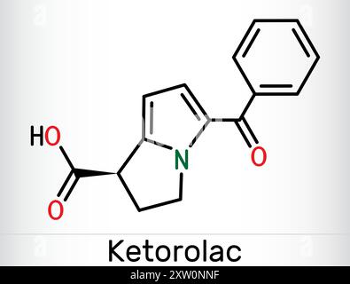 Ketorolac molecule. It is nonsteroidal anti-inflammatory drug NSAID ...