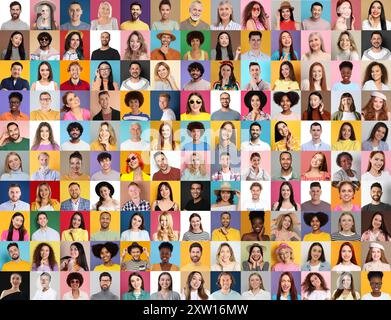 Many people of different races and ages. Collage of portraits Stock ...