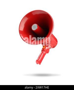 Red megaphone in air on white background Stock Photo - Alamy
