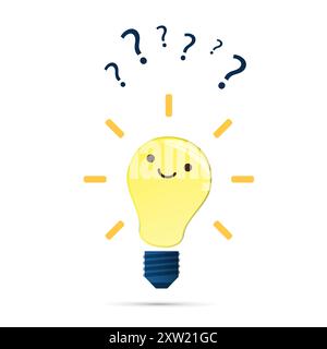 Emoji thinking idea vector template. Smiley emoji thinking bright ideas ...