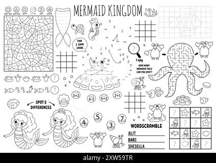 Vector under the sea placemat for children. Ocean life printable ...