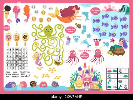 Vector under the sea placemat for children. Ocean life printable ...