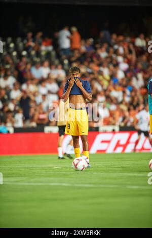 Lamine Yamal of FC Barcelona seen in action during a UEFA Champions ...