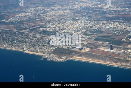 Aerial view of the Israeli coastline around Herzeliya, Israel Stock ...