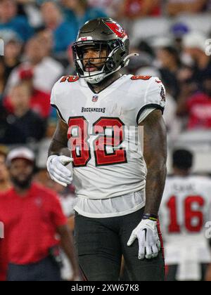 Tampa Bay Buccaneers' Devin Culp (82) and Emeka Egbuka (2) celebrate a ...