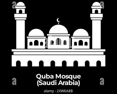 Saudi Arabia, Medina, Quba Mosque, travel landmark vector illustration ...