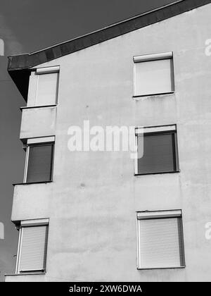 Outdoor window blinds for sun protection at a high rise elderly home in ...