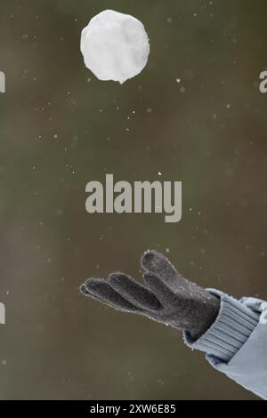 winter woman play snowballs on snow background Stock Photo - Alamy