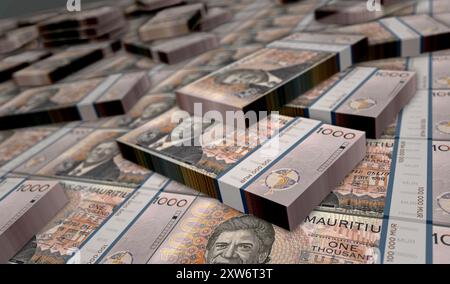 Mauritius money rupees money printing 3d illustration. 1000 MUR ...