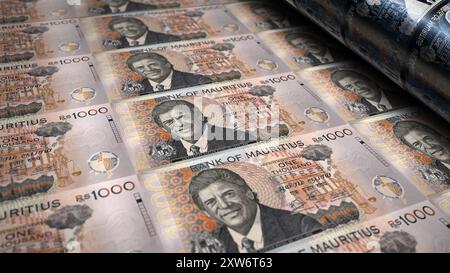 Mauritius money rupees money printing 3d illustration. 1000 MUR ...