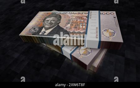 Mauritius money rupees money pack 3d illustration. 1000 MUR banknote ...