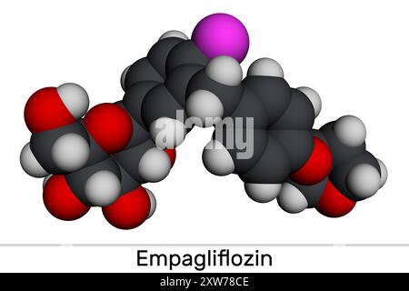 Empagliflozin molecule. It is antidiabetic medication, SGLT2 inhibitor ...