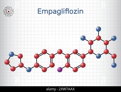 Empagliflozin molecule. It is antidiabetic medication, SGLT2 inhibitor ...