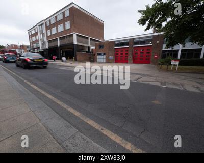Faded and Worn box Junction outside fire station Loughton, Essex Stock ...