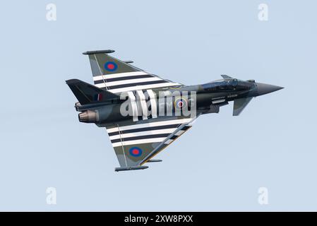 A Typhoon fighter jet painted in the Battle of Britain era paint scheme ...