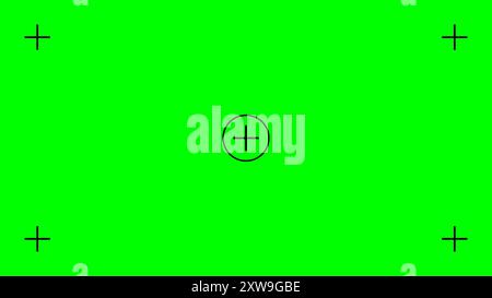 Green screen background with tracking cross marks. Chroma key technique ...